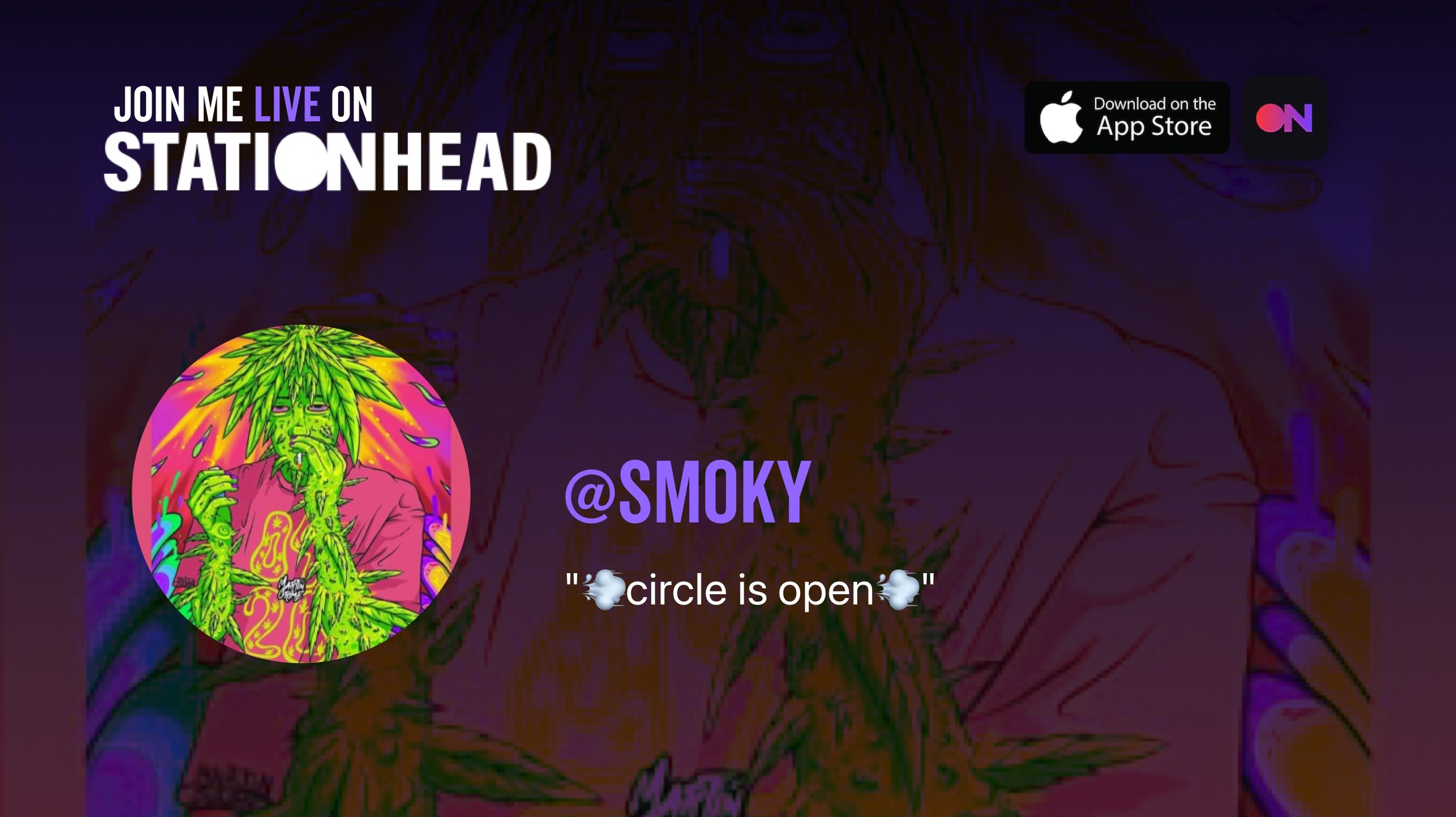 Join me ON AIR on my station smoky, only on the Stationhead App